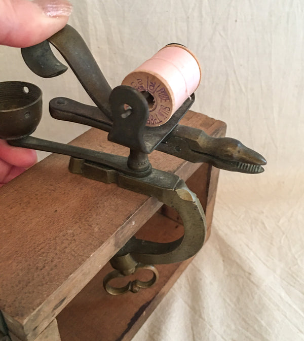 Mid 1800’s, Victorian Era Brass Sewing Bird/Clamp with Spool Holder an ...