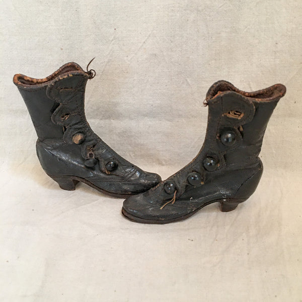 1800’s Tiny Leather High Top Button Boots - Day Trip Treasures