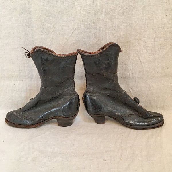 1800’s Tiny Leather High Top Button Boots - Day Trip Treasures