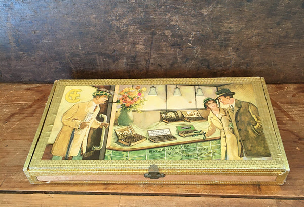 1950’s Lithographed Wooden Cigar Box - Day Trip Treasures