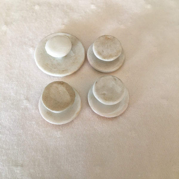 Set of 4 Hand Painted Antique Porcelain Buttons - Day Trip Treasures