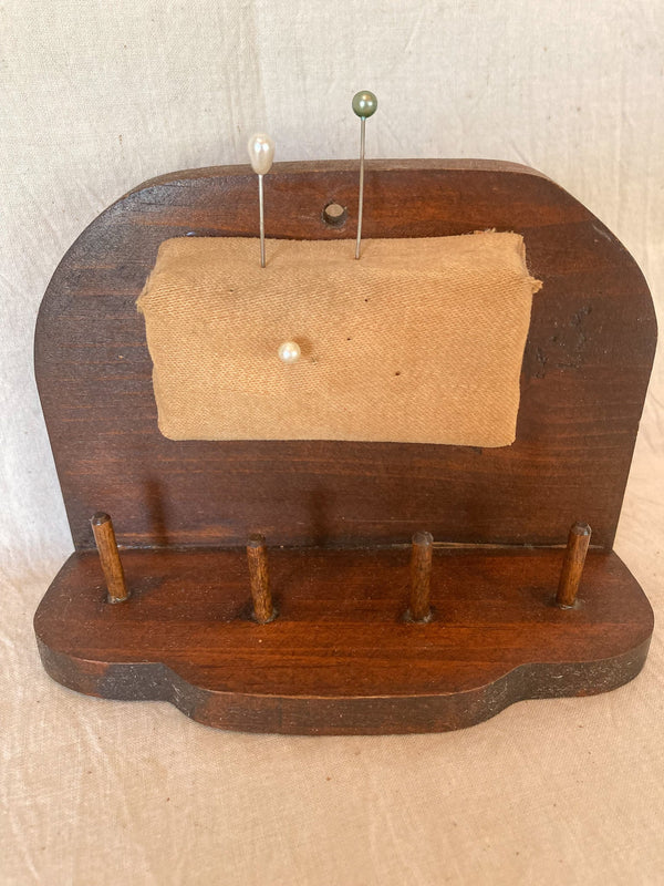 Vintage Spool Holder with Pin Cushion - Day Trip Treasures