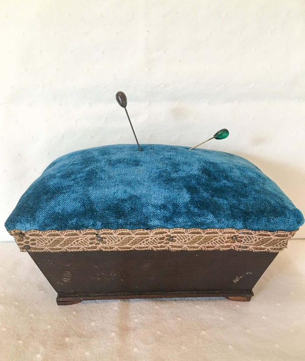 Antique Rosewood and Silk Velvet Pin Cushion, Hat Pin Cushion - Day ...