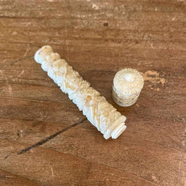 Victorian Era Carved Bone Needle Case - Day Trip Treasures